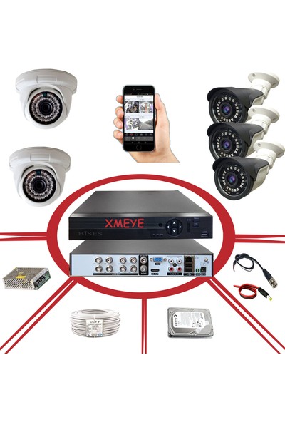 Bises 5 Kameralı Yüz Tanımalı Hareket Algılayan 5 MP Lens 3 Dış+ 2 İç Mekan Güvenlik Kamerası Seti BS_218+D136 Bises 5 Kameralı Yüz Tanımalı Hareket Algılayan 5 MP Lens 3 Dış+ 2 İç Mekan Güvenlik Kamerası Seti BS_218+D136