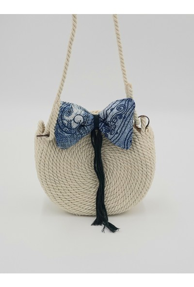 Süsslüdüşler El Yapımı Kırık Beyaz Çocuk Çantası Tasarım Çanta Askılı Çanta