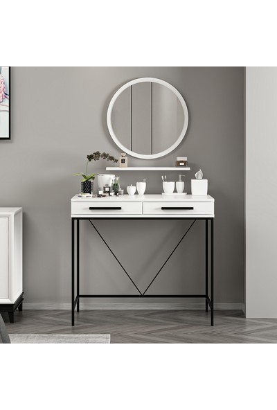 Minar Sane Makyaj Masası Yuvarlak Ayna Set 2 Minar Sane Makyaj Masası Yuvarlak Ayna Set 2