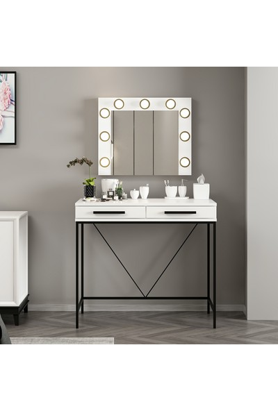 Minar Sane Makyaj Masası Işıklı Aynalı Set 3