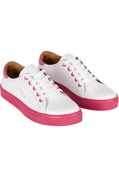 Hakiki Deri Fuşya Kadın Sneaker