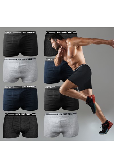 us.sport challenger Us. Sport 8'li Karışık Renk Boxer, Baksır, Likralı, Pamuklu, Slim Fit, Paket, Tutkun Içgiyim us.sport challenger Us. Sport 8'li Karışık Renk Boxer, Baksır, Likralı, Pamuklu, Slim Fit, Paket, Tutkun Içgiyim