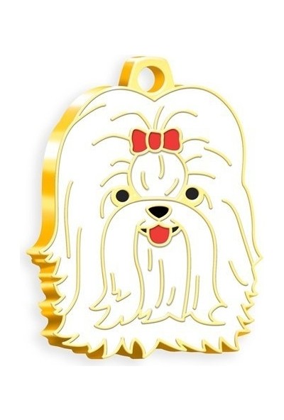 See Me Altın Kaplama Shih-Tzu Köpek Künyesi (Beyaz)