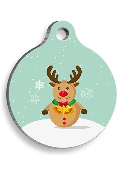 See Me Christmas Serisi Deer Comics Yuvarlak Kedi ve Köpek Künyesi