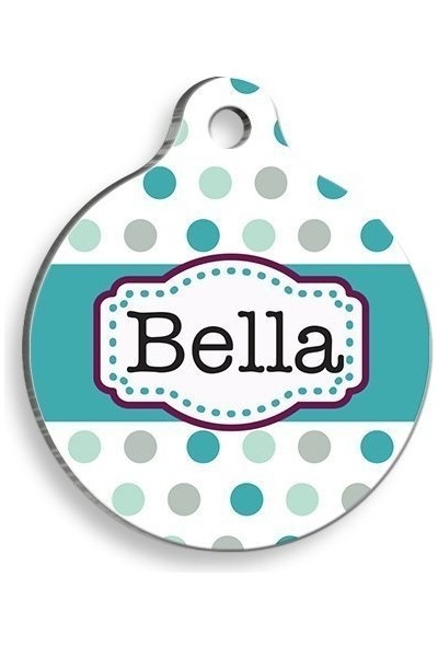 See Me Mavi Puantiyeli Yuvarlak Kedi ve Köpek Künyesi