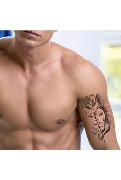 Gül Ve Aslan Kol Ve Vucut Dövmesi