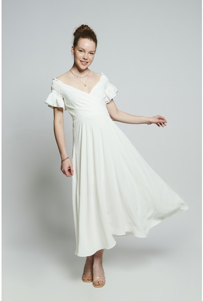 Lyn Mama Butterfly Elbise - Beyaz