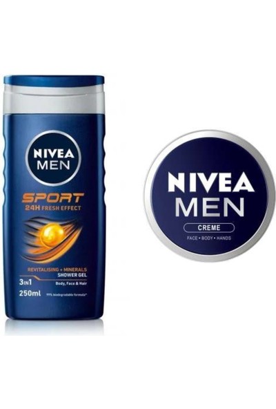 Nivea Men Sport 3 In1 Banyo Veduş JELİ250 Ml+Nivea Men 30 ml Krem