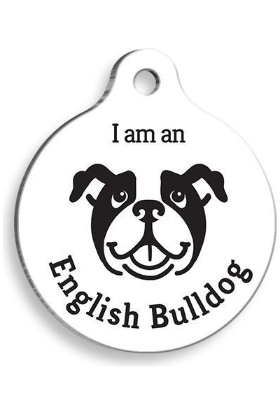 See Me Beyaz English Bulldog Yuvarlak Köpek Künyesi