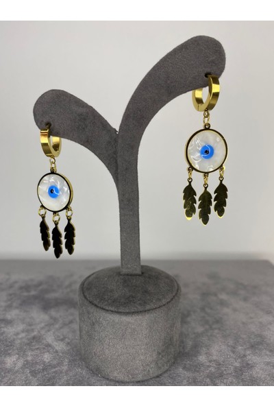 D&A Sarı Nazar Boncuklu Küpe