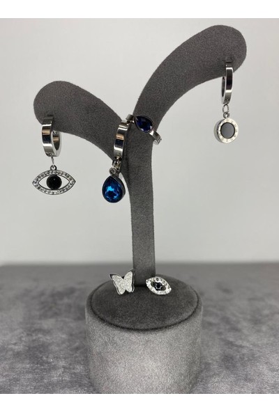 D&A Gümüş Renkli 6'lı Küpe Seti