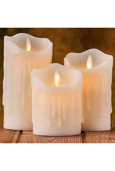Berlin Shop 3'lü Romantik LED Işıklı Pilli Gerçekci Yapay 7-9-11 cm Set Mum Berlin Shop 3'lü Romantik LED Işıklı Pilli Gerçekci Yapay 7-9-11 cm Set Mum