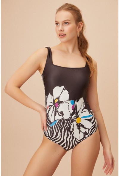 Suwen Kare Yaka Desenli Mayo