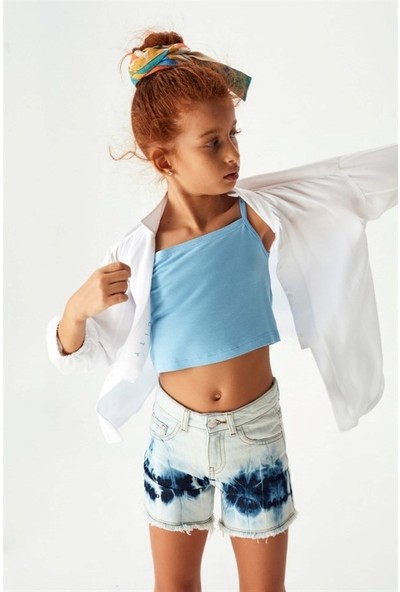 Nk Kids Kız Çocuk Batik Desenli Kot Denim Şort