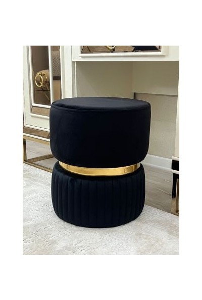 Breda Home Lüx Spor Dikişli Gold Detaylı Silinebilir Kadife Siyah Puf Breda Home Lüx Spor Dikişli Gold Detaylı Silinebilir Kadife Siyah Puf