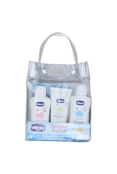 Chicco 5 Parça Tanışma Seti Şeffaf Çantalı - Mavi Chicco 5 Parça Tanışma Seti Şeffaf Çantalı - Mavi