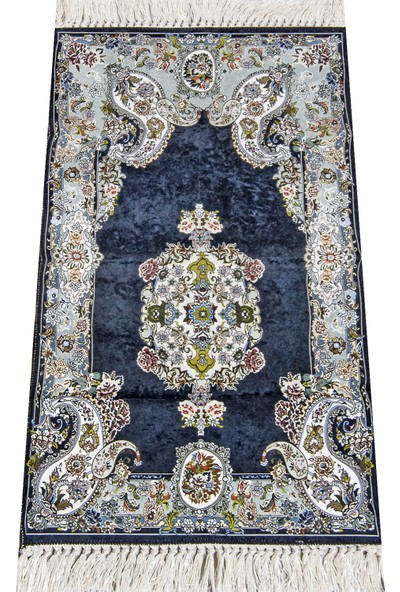 İhvan Online Çocuk Seccadesi - Çiçek Desenli Koyu Lacivert 16