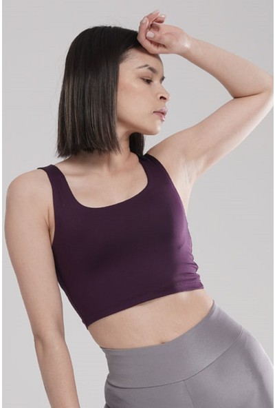 Mdz Collectıon Parlak Likralı Mürdüm Crop Mdz Collectıon Parlak Likralı Mürdüm Crop