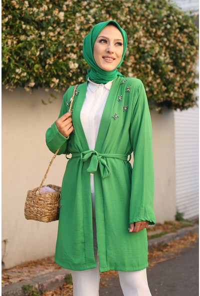 İmaj Butik Taş Işlemeli Tesettür Kimono/yeşil İmaj Butik Taş Işlemeli Tesettür Kimono/yeşil