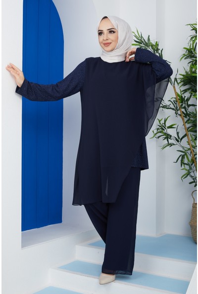 İmaj Butik Büyük Beden Kolu Simli Tesettür Abiye Takım/lacivert İmaj Butik Büyük Beden Kolu Simli Tesettür Abiye Takım/lacivert