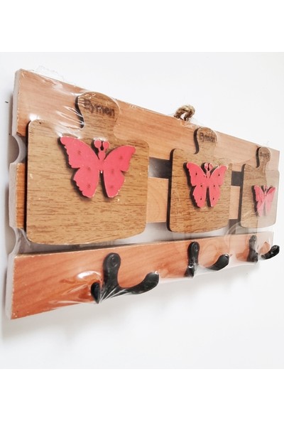 Ahşap El Yapımı 3 Çift Askılı Kelebek Dekorlu Duvar Askısı - Anahtarlık & Ofis - Banyo - Mutfak Askısı Ahşap El Yapımı 3 Çift Askılı Kelebek Dekorlu Duvar Askısı - Anahtarlık & Ofis - Banyo - Mutfak Askısı