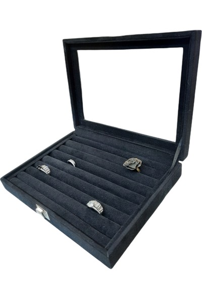 Yüzük Kutusu Sosis Tipi Camlı Özel Tasarım Süet Siyah 18*25 cm Yüzük Kutusu Sosis Tipi Camlı Özel Tasarım Süet Siyah 18*25 cm