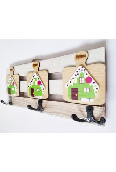 Modellino Ahşap El Yapımı 3 Çift Askılı Ev Dekorlu Duvar Askısı - Anahtarlık & Banyo - Mutfak Askısı Modellino Ahşap El Yapımı 3 Çift Askılı Ev Dekorlu Duvar Askısı - Anahtarlık & Banyo - Mutfak Askısı