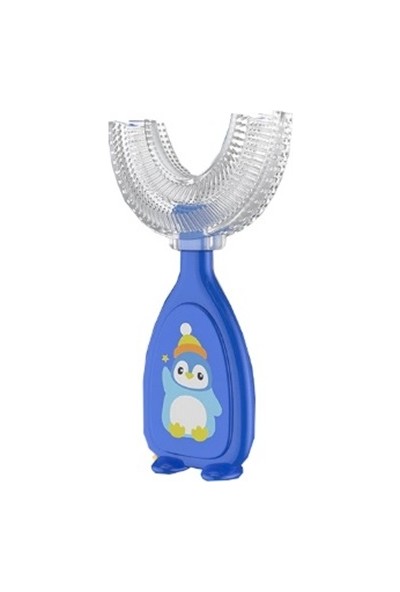 Kitchen Beauty Çocuk Diş Fırçası U Şeklinde Pratik Bebek Diş Fırçası Saplı 2-6 Yaş Mavi 360 Derece Döner