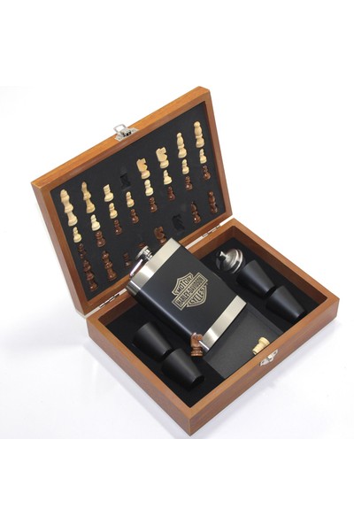 Paslanmaz Çelik Matara Seti Içki Matarası Satrançlı