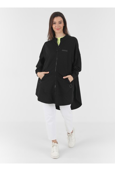 Soul Asimetrik Kesim Fermuarlı Tunik - Siyah - Soul