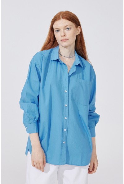 Mavi Natürel Oversize Gömlek