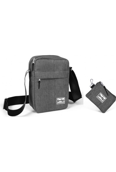 Coral High Kırçıllı Gri Omuz Çantası ve Bozuk Para Cüzdanı Set