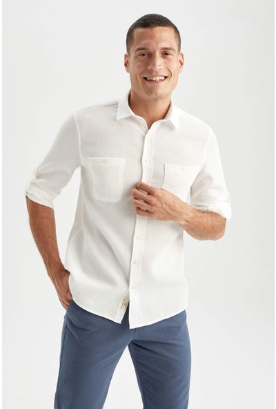 DeFacto Modern Fit Polo Yaka Uzun Kollu GÖMLEK T2061AZ22AU