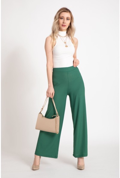 Kaşkorse Fitilli Bol Pantolon Yeşil