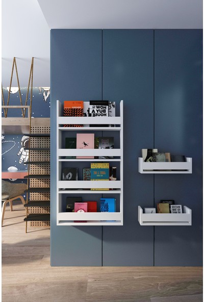 Sanal Mobilya Montessori Kitaplık Parlak Beyaz