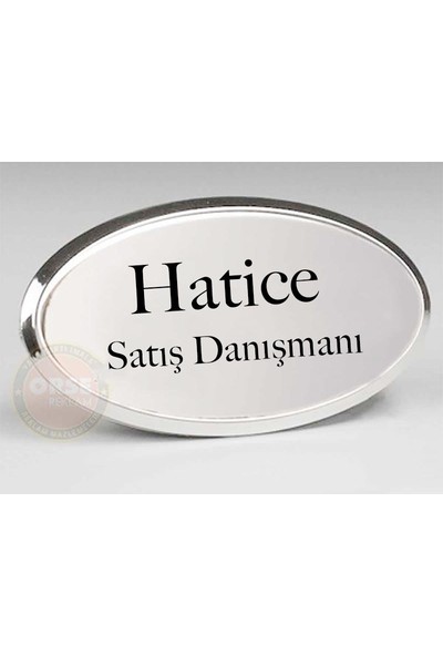 Orse Reklam Metal Yaka Kartı Isimlik - Oval Gri