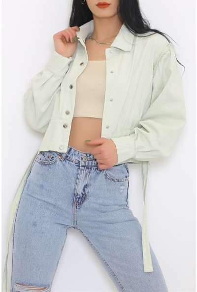 İlkecim Butik Çıtçıtlı Gabardin Ceket Mint - 8951.1367. İlkecim Butik Çıtçıtlı Gabardin Ceket Mint - 8951.1367.