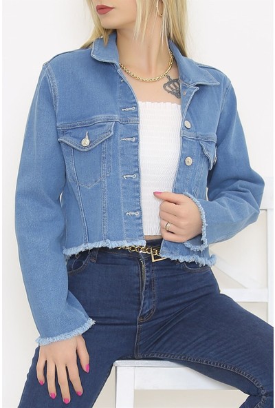 İlkecim Butik Altı Püsküllü Kot Ceket Mavi - 9527.925.