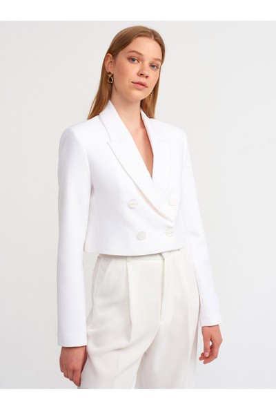 60315 Crop Ceket-Ekru 60315 Crop Ceket-Ekru