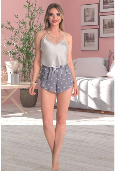 Bella Notte Bella Notte Gri Kalpli Seksi Şortlu takim 1006