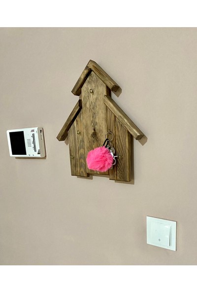 Dekoratif Ahşapev Figürlü Anahtarlık