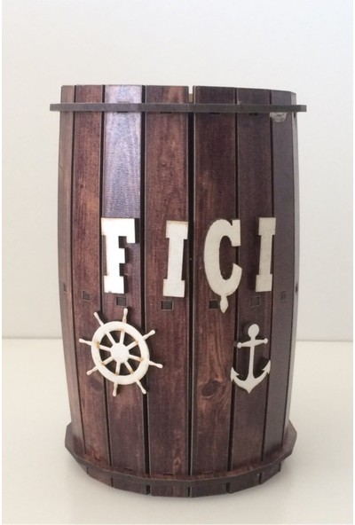 Burteks Fıçı Kumbara Eskitme Kahverengi Büyük Boy