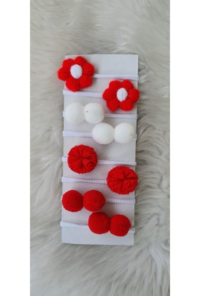 Sermin Şahinkaya Butikalben 8'li Çocuk Lastik Toka Seti Hediye Toka Seti Papatya Toka Seti Ponpon Toka Seti Çocuk Saç Tokası