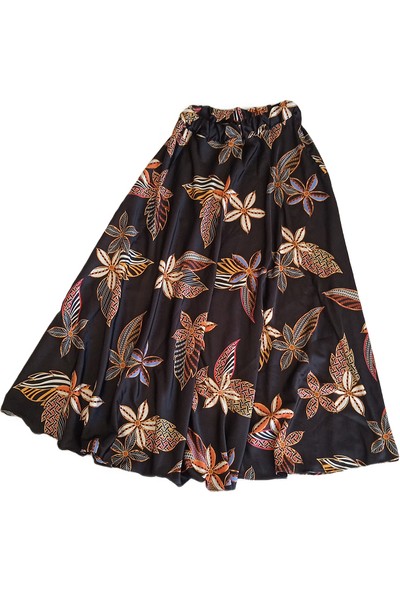 Thulia Altın Çizgili ve Çiçekli Siyah Kloş Etek Thulia Altın Çizgili ve Çiçekli Siyah Kloş Etek