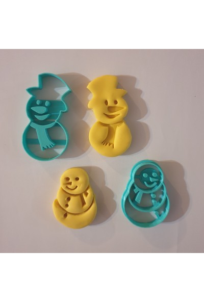 3D Sepetim Kardan Adam 2 'li Kurabiye Kalıbı 53 x 95 x 12 mm