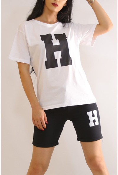 İlkecim Butik Harf Baskı Şortlu Takım Siyahh - 1367.1250. İlkecim Butik Harf Baskı Şortlu Takım Siyahh - 1367.1250.
