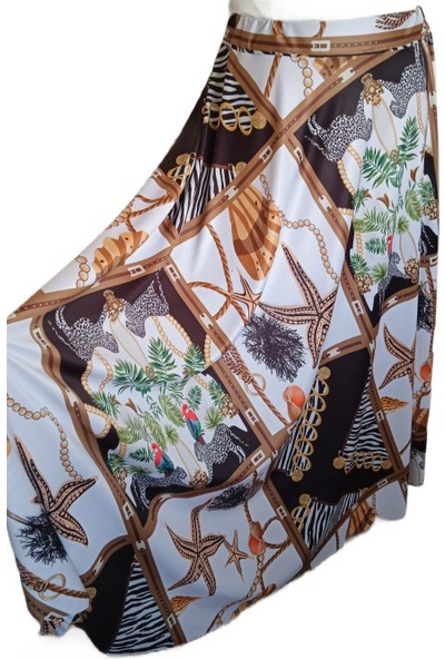 Thulia Deniz Yıldızı Desenli Altın Yaldızlı Çizgili Kloş Etek Thulia Deniz Yıldızı Desenli Altın Yaldızlı Çizgili Kloş Etek