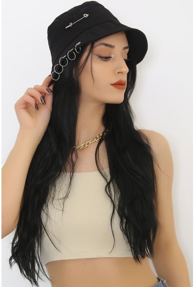 Piercingli Fötr Şapka Siyah - 9187.571. Piercingli Fötr Şapka Siyah - 9187.571.