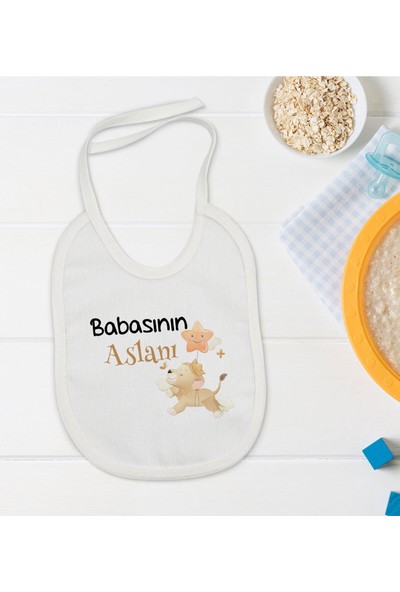 Bk Kids Babasının Aslanı Tasarımlı Bebek Mama Önlüğü - Model 1