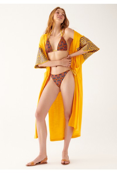 Mavi Direct Message x Mavi Nakış Detaylı Hardal Kimono